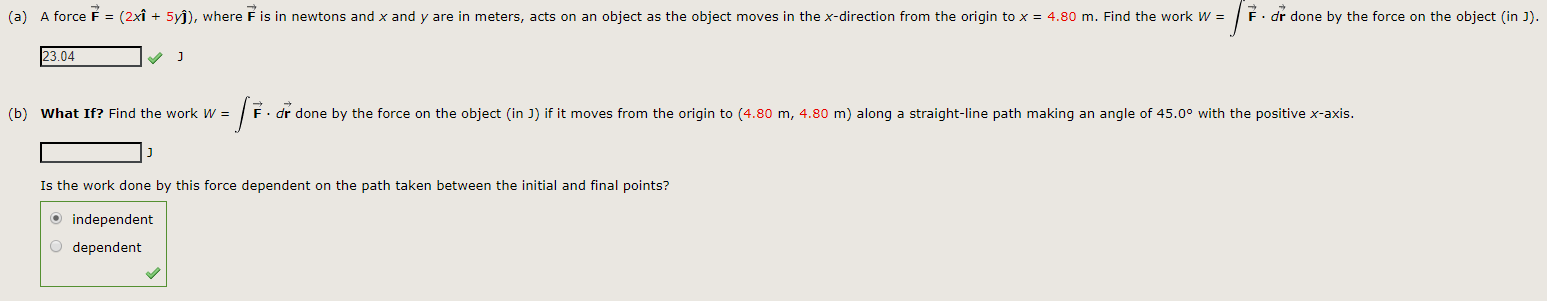 Solved (a) A force F = (2xî + 5yſ), where F is in newtons | Chegg.com