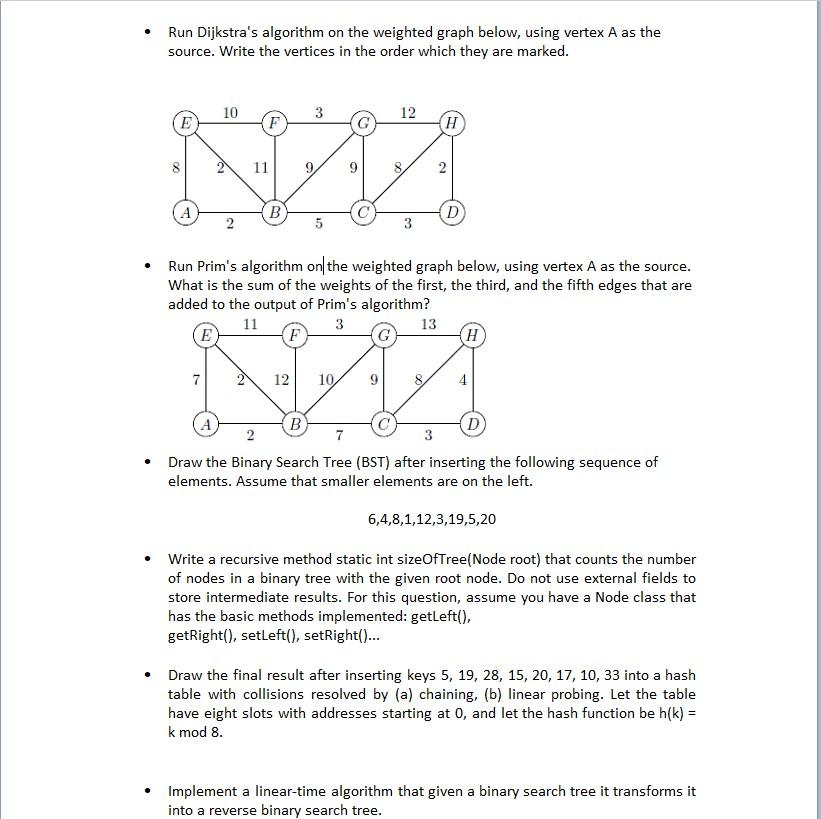 Solved . Draw the binary search tree (BST) that results from | Chegg.com
