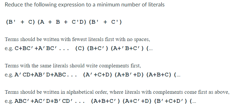 Solved Reduce the following expression to a minimum number | Chegg.com