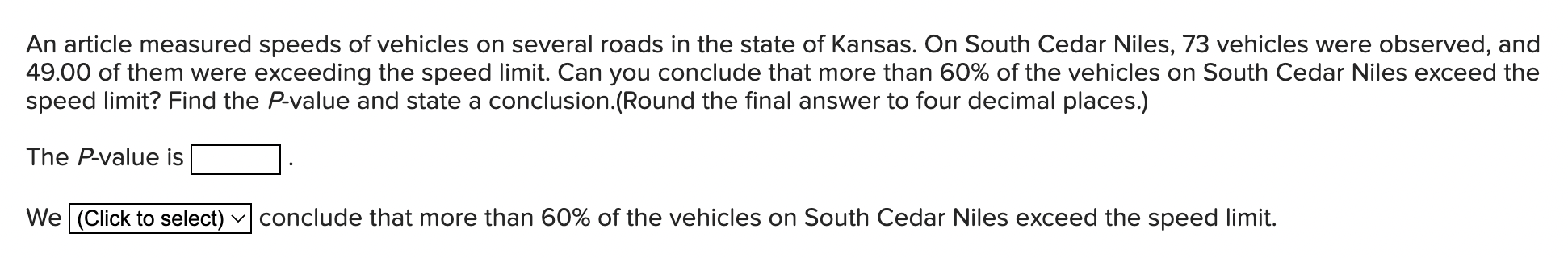 Solved An article measured speeds of vehicles on several | Chegg.com