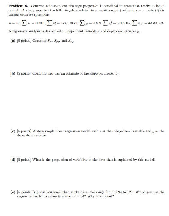 Solved Problem 6. Concrete with excellent drainage | Chegg.com