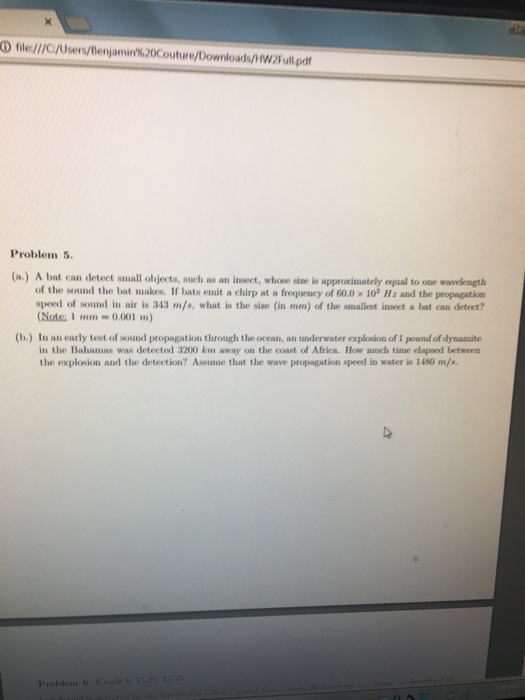 Solved A bat can detect small objects, such as an insect, | Chegg.com