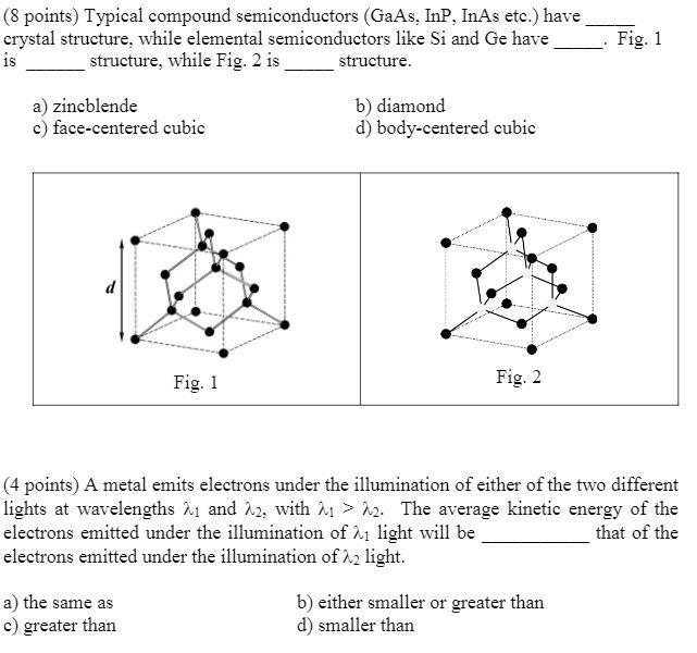 Solved Fig. 1 (8 points) Typical compound semiconductors | Chegg.com