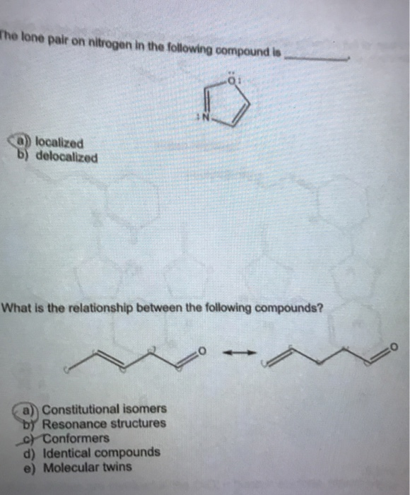 Solved The lone pair on nitrogen in the following compound | Chegg.com