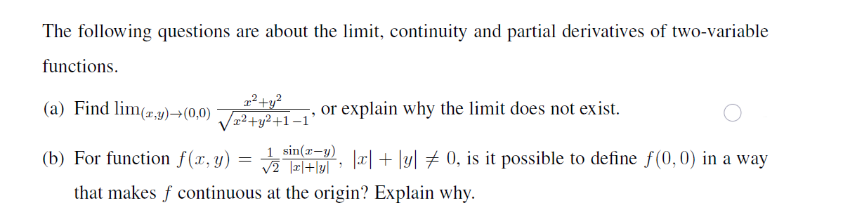 Solved The following questions are about the limit, | Chegg.com
