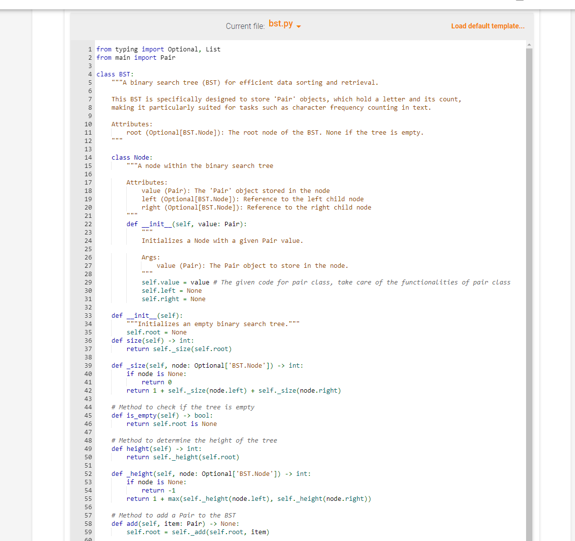 from bst import BST class Pair: '.' Encapsulate | Chegg.com