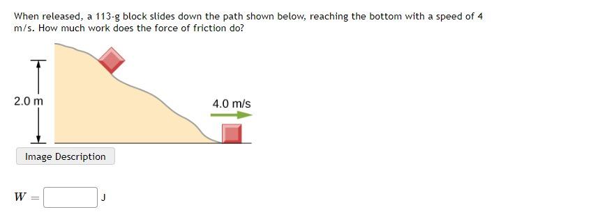 Solved When Released A 113 G Block Slides Down The Pat 