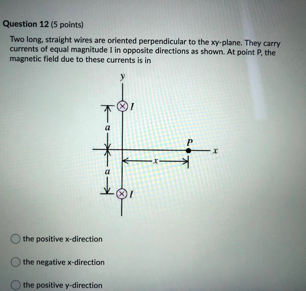 Solved Question 12 (5 points) Two long, straight wires are | Chegg.com