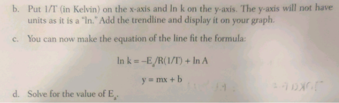 Solved 3. Make a plot of In k versus 1/T for Part II and use | Chegg.com