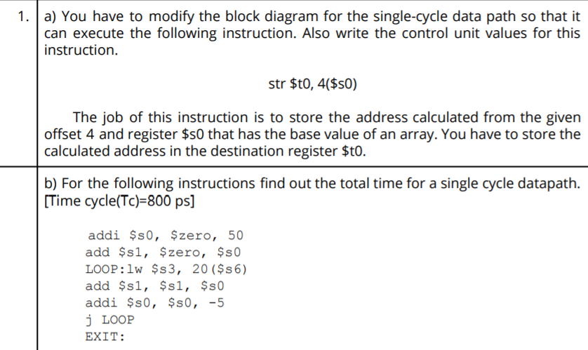 1. a) You have to modify the block diagram for the | Chegg.com