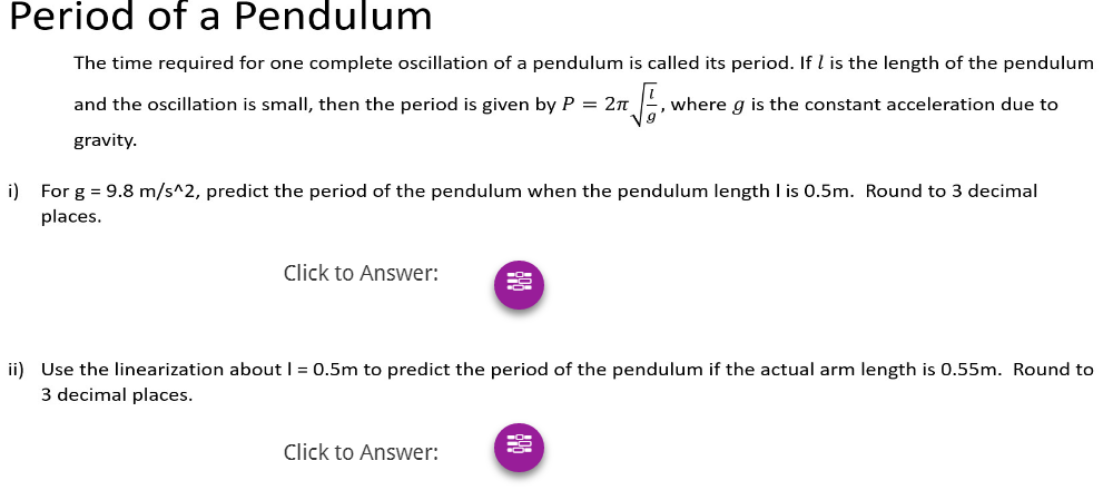 Solved Period of a Pendulum The time required for one | Chegg.com