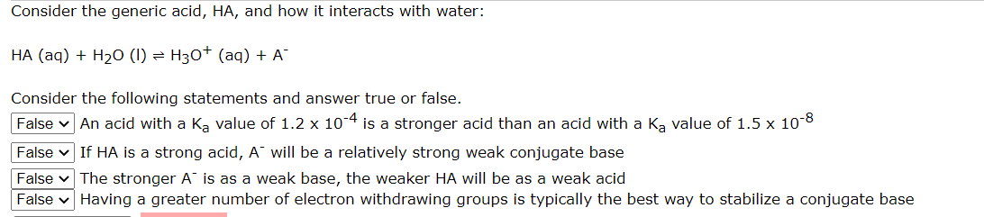 Consider the generic acid, HA, and how it interacts | Chegg.com