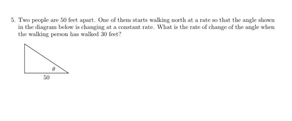 Solved a 5. Two people are 50 feet apart. One of them starts | Chegg.com