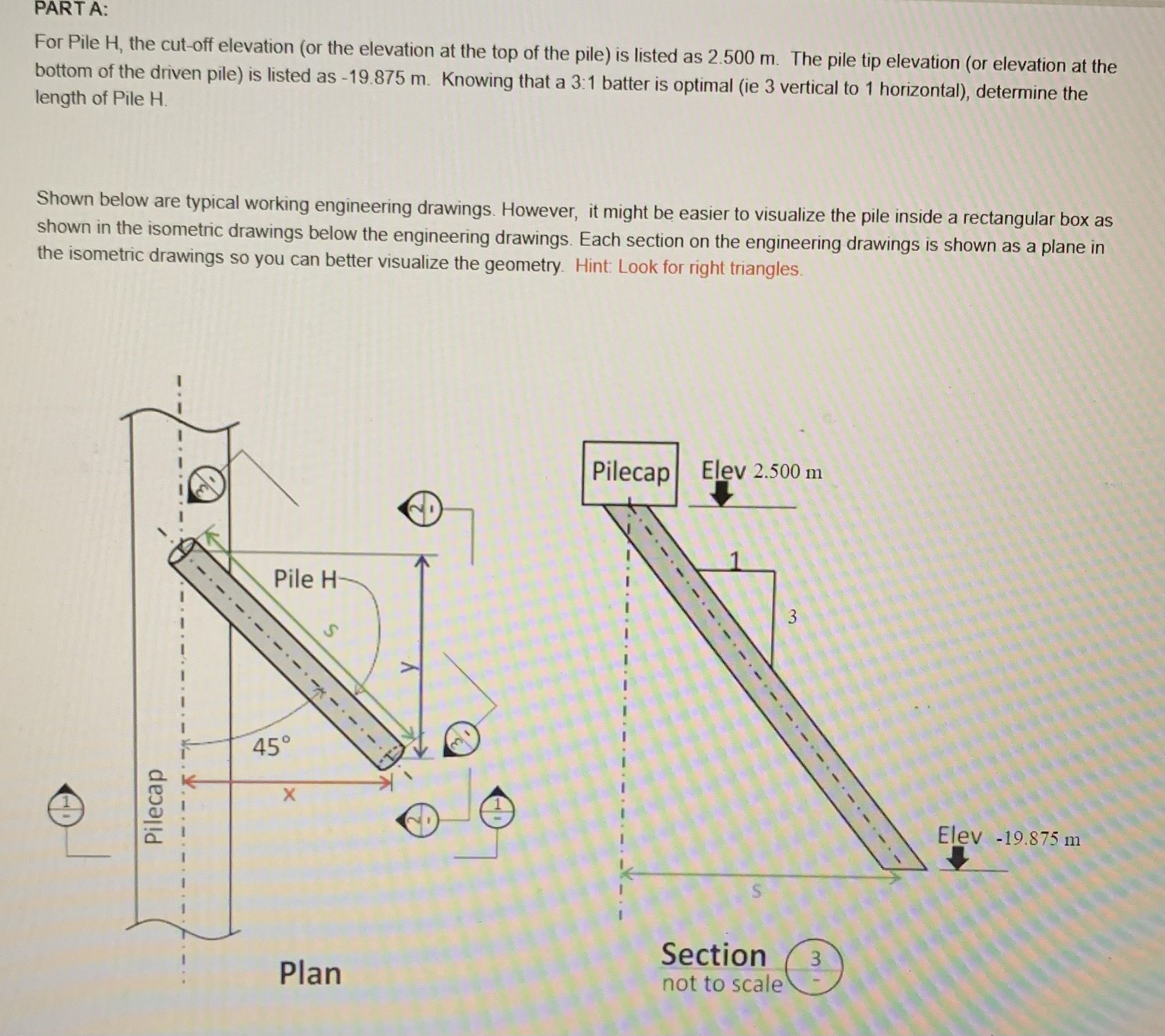 Elevation Top of Pile Elevation at Bottom of Pile | Chegg.com