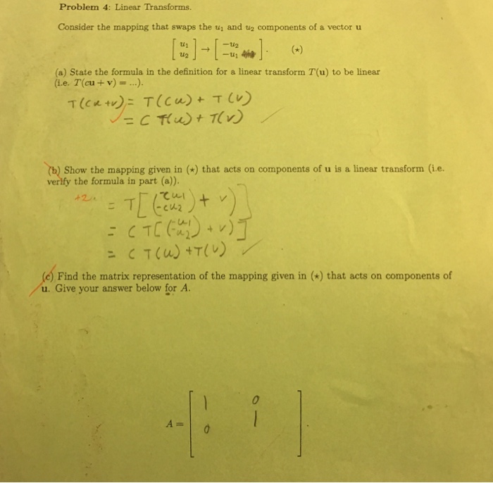 Solved Problem 4: Linear Transforms Consider the mapping | Chegg.com