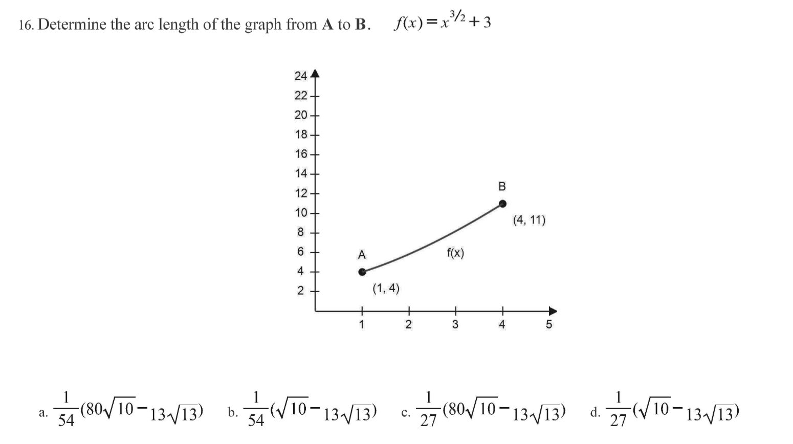 Solved 16. Determine the arc length of the graph from A to | Chegg.com