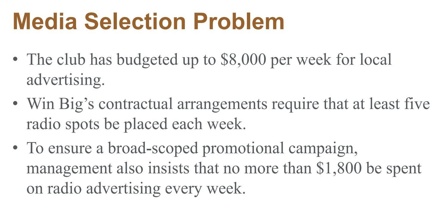 - One application of linear programming in marketing | Chegg.com