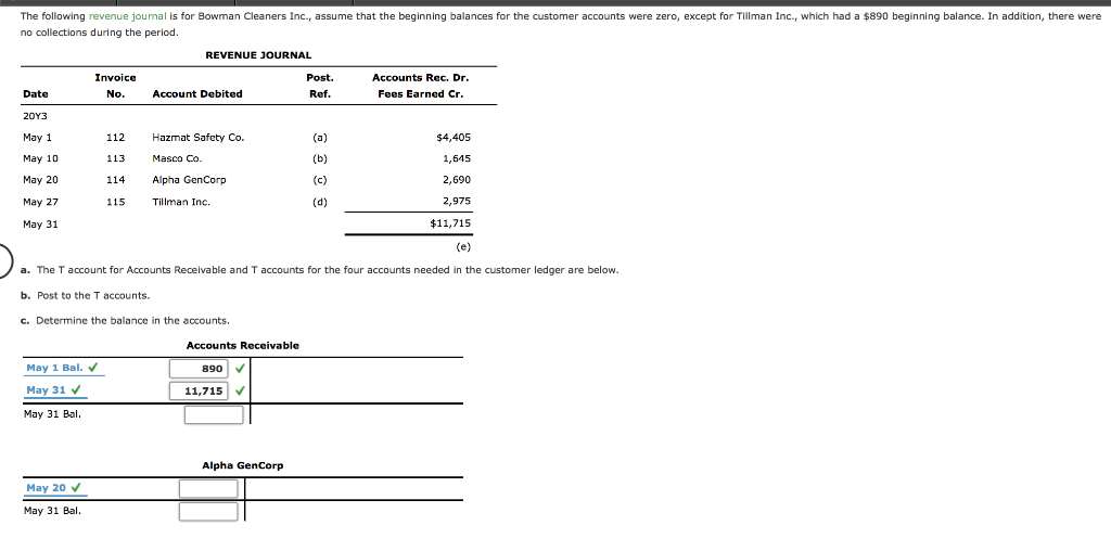 Solved The Following Revenue Journal Is For Bowman Cleaners Chegg solved-the-following-revenue-journal-is-for-bowman-cleaners-chegg