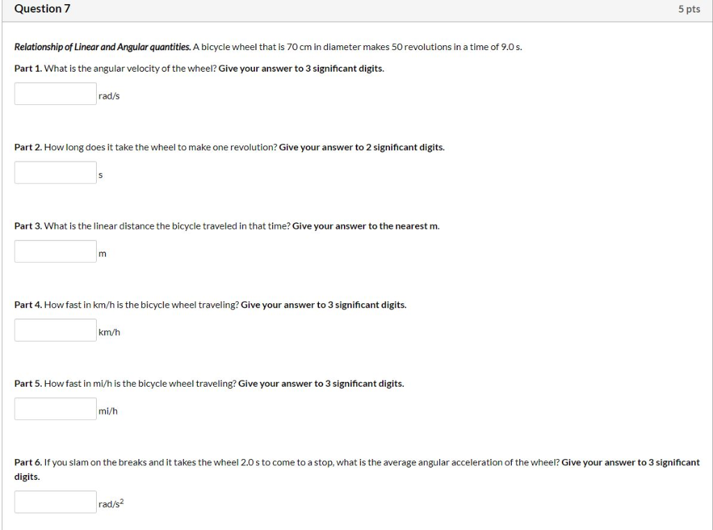 Solved Question 7 5 pts Relationship of Linear and Angular | Chegg.com
