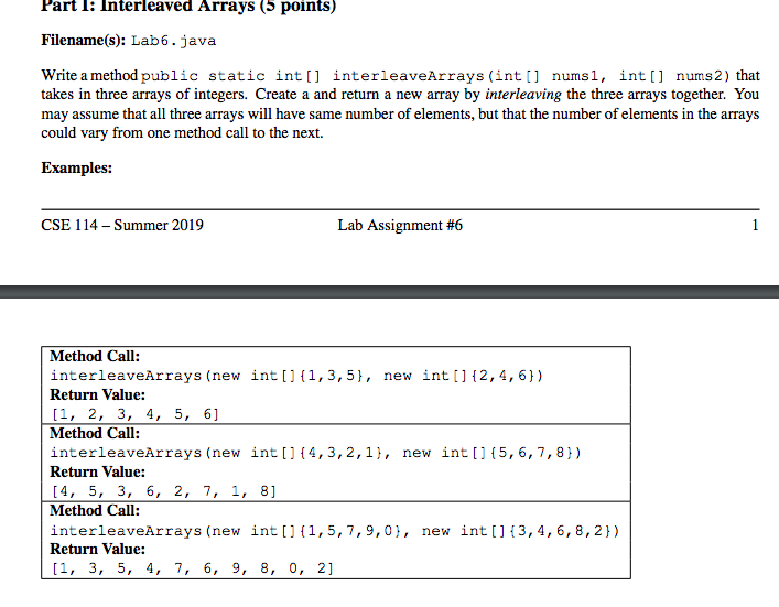 Solved Part I: Interleaved Arrays (5 points) Filename(s): | Chegg.com