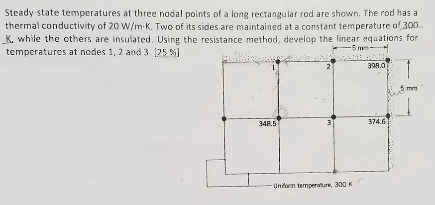 Solved Steady-state temperatures at three nodal points of a | Chegg.com