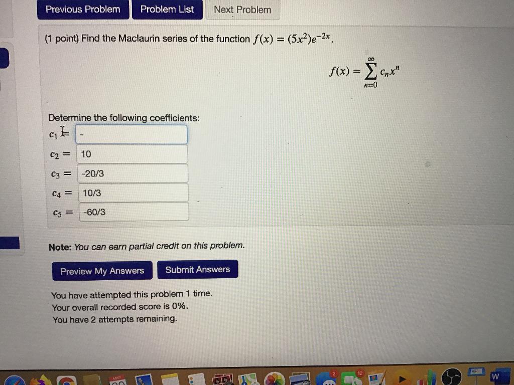 Solved Previous Problem Problem List Next Problem (1 point) | Chegg.com