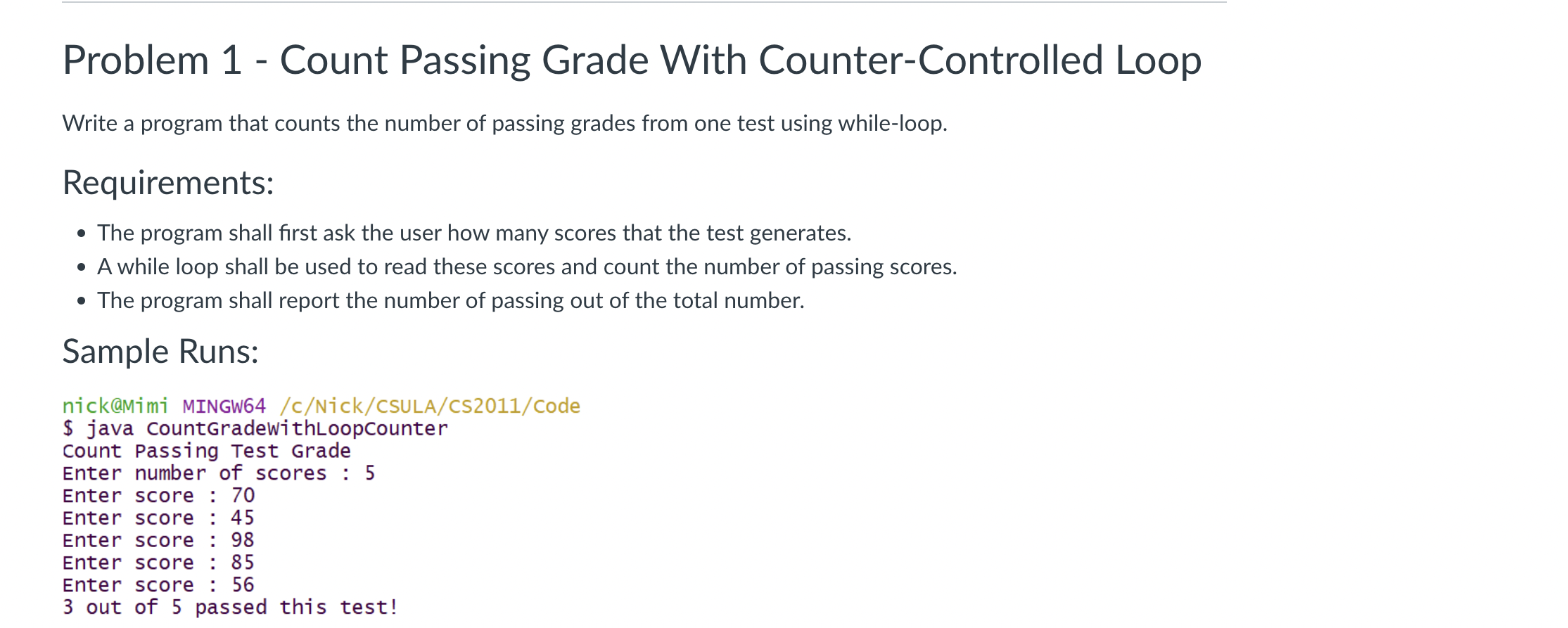 Solved Problem 1 - Count Passing Grade With | Chegg.com