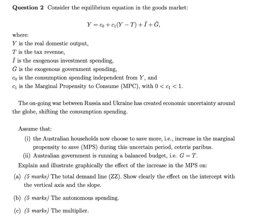 Solved Question 2 Consider the equilibrium equation in the | Chegg.com