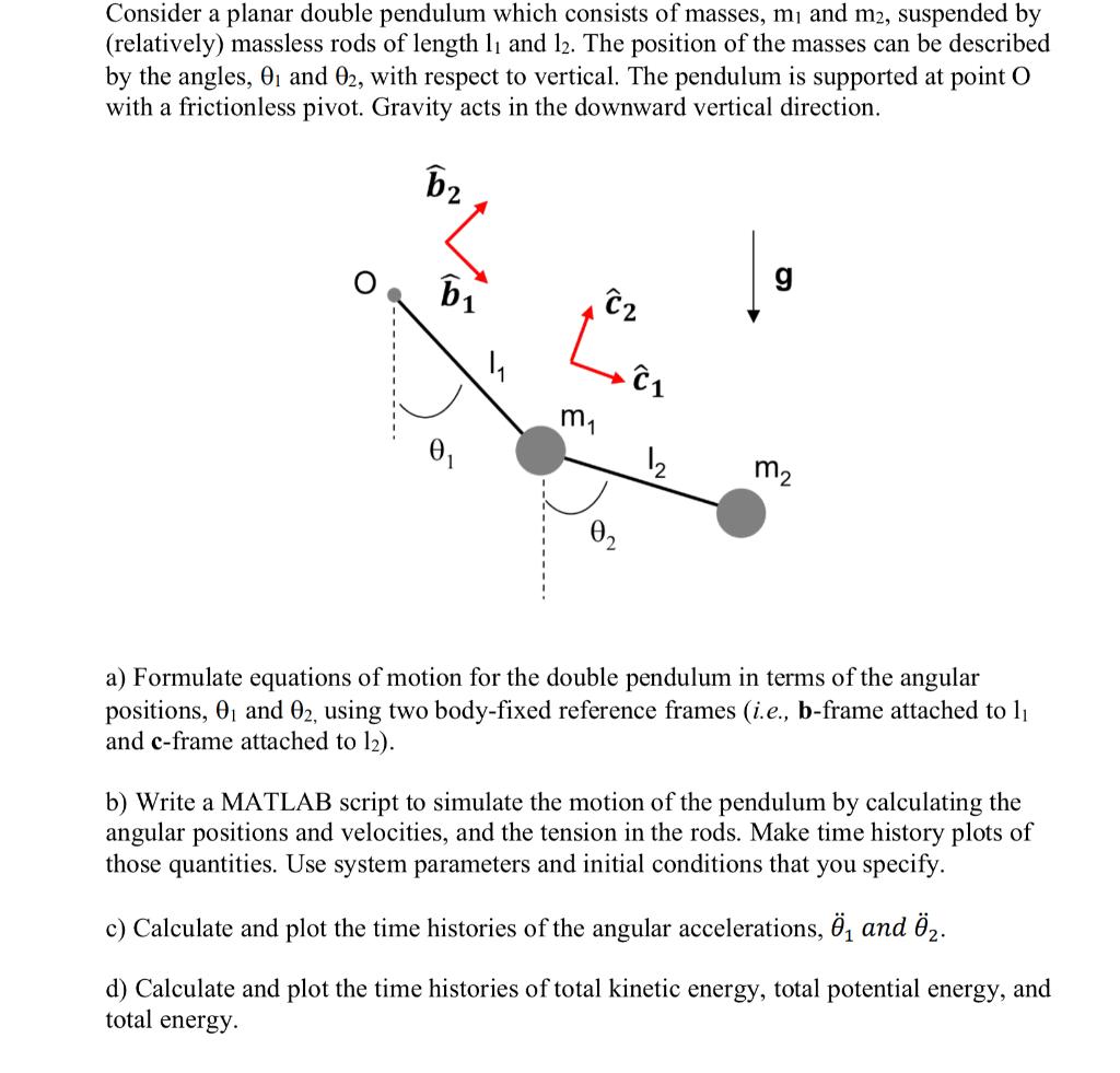 Solved Consider a planar double pendulum which consists of | Chegg.com