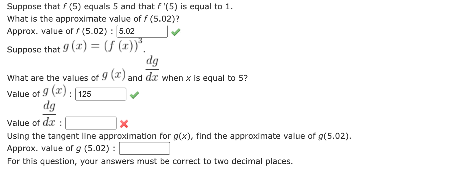 Solved Suppose that f (5) equals 5 and that f'(5) is equal | Chegg.com