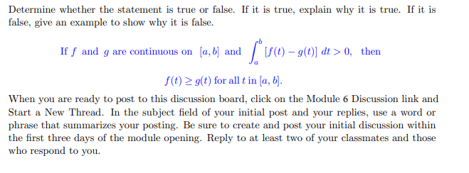Solved Determine whether the statement is true or false. If | Chegg.com