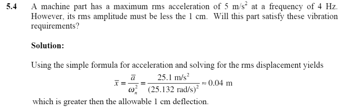Solved 5.4 A machine part has a maximum rms acceleration of | Chegg.com