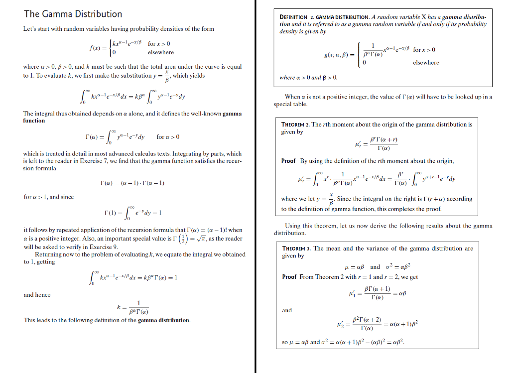 Solved The Gamma Distribution DEFINITION 2. GAMMA | Chegg.com