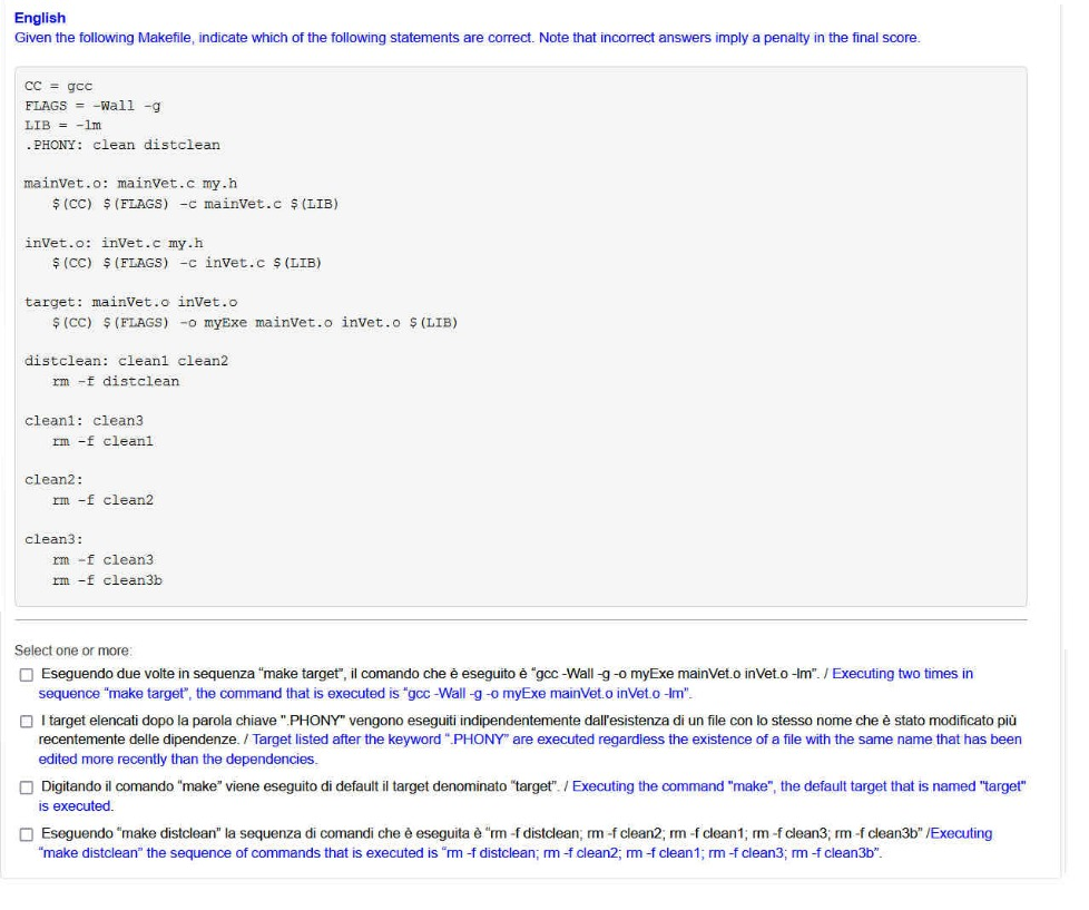 Solved English Given the following Makefile, indicate which | Chegg.com