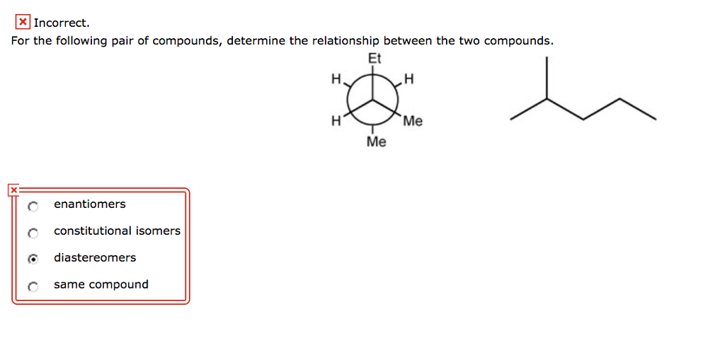 Solved For the following pair of compounds, determine the | Chegg.com