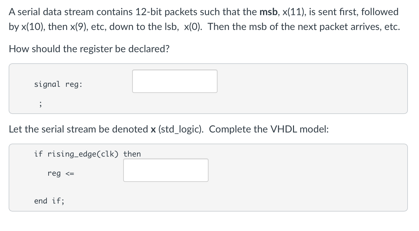 Solved A serial data stream contains 12-bit packets such | Chegg.com