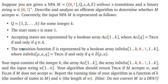 Suppose you are given a NFA M = ({0,1},Q,5,A,G) | Chegg.com