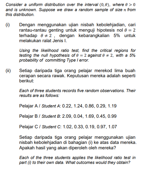 Consider a uniform distribution over the interval | Chegg.com