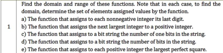 Solved 1 Find the domain and range of these functions. Note | Chegg.com