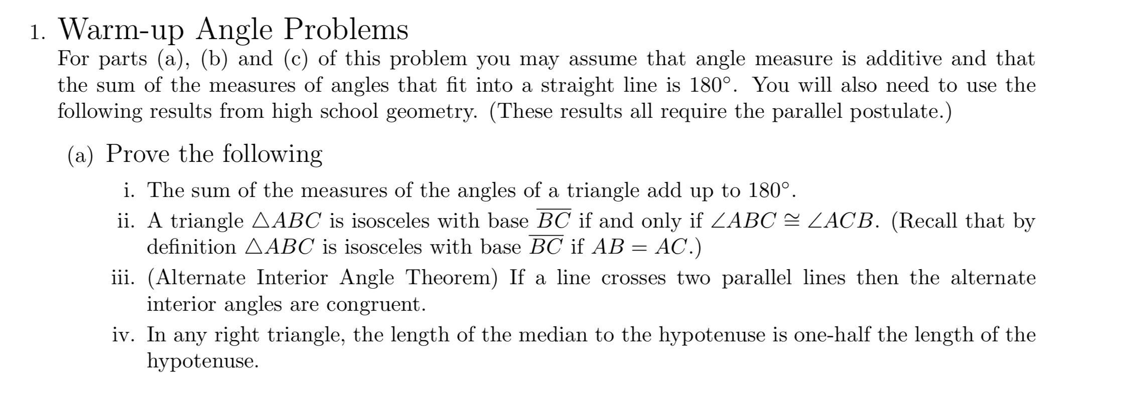 Solved Warm-up Angle Problems For parts (a), (b) and (c) of | Chegg.com