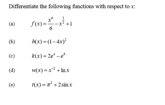Solved Differentiate the following functions with respect to | Chegg.com