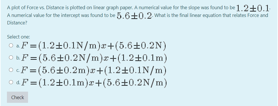 Solved A plot of Force vs. Distance is plotted on linear | Chegg.com