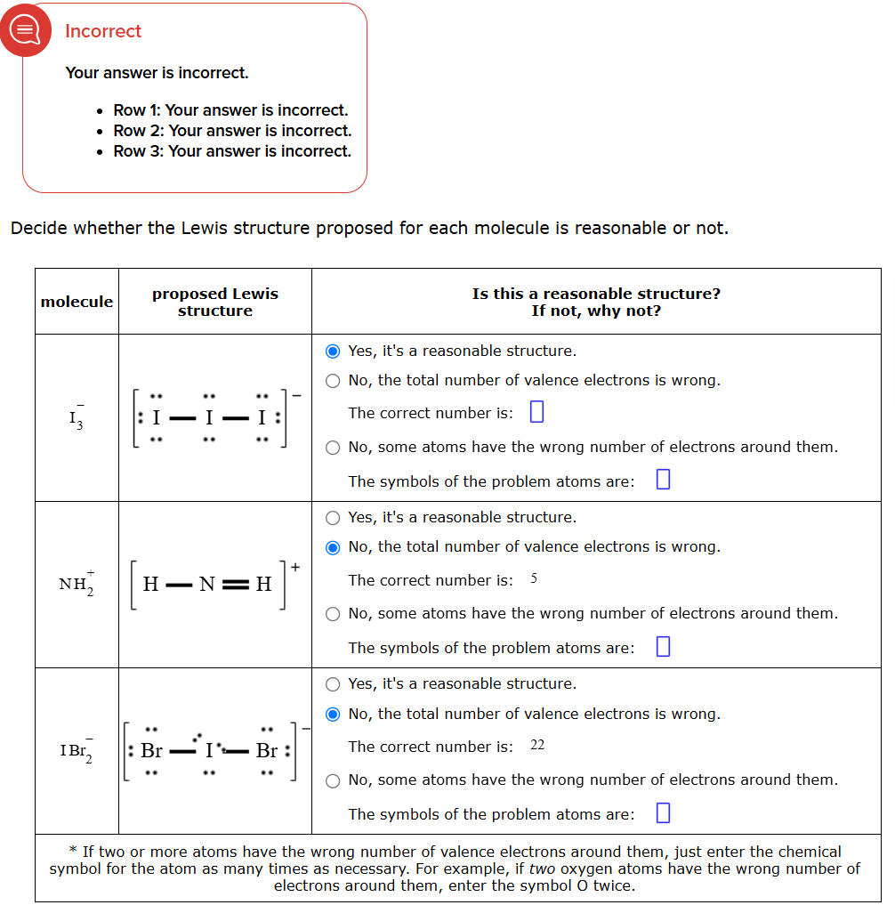 Solved IncorrectYour answer is incorrect.- ﻿Row 1: Your | Chegg.com