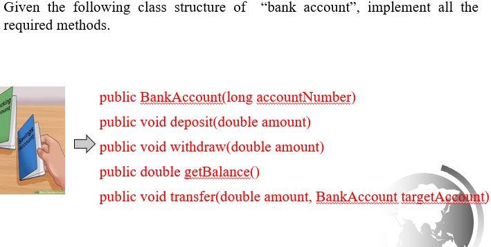 Solved Given the following class structure of "bank | Chegg.com