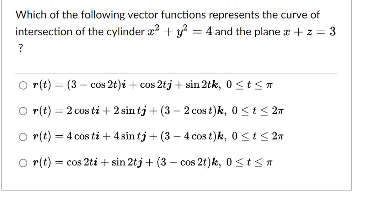 Solved Which of the following vector functions represents | Chegg.com