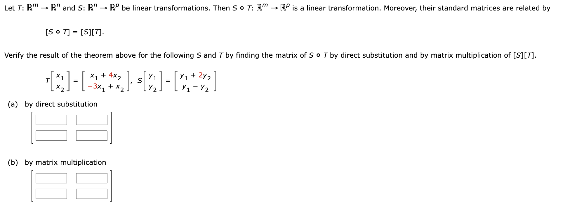 Solved Let T: RM → R" and S: RM → RP be linear | Chegg.com