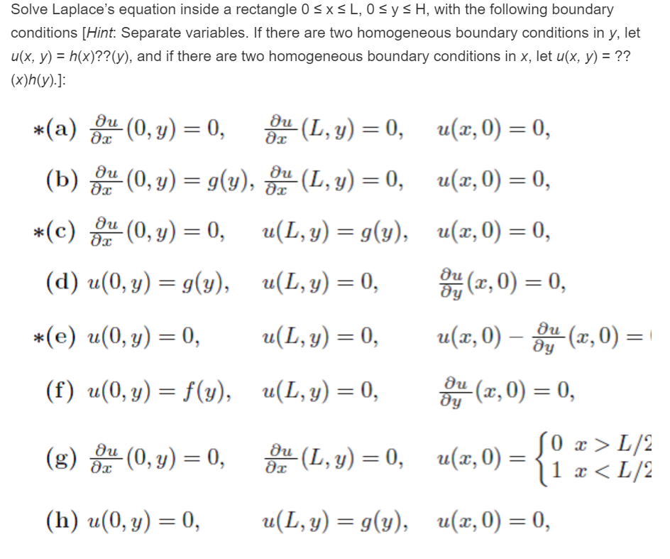 Solved Solve Laplace's equation inside a rectangle 0 sx S L, | Chegg.com