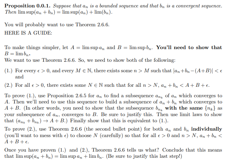 Solved Proposition 0.0.1. Suppose that an is a bounded | Chegg.com