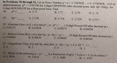 Solved Im Problems 18 through 22. Let an Exact Number | Chegg.com