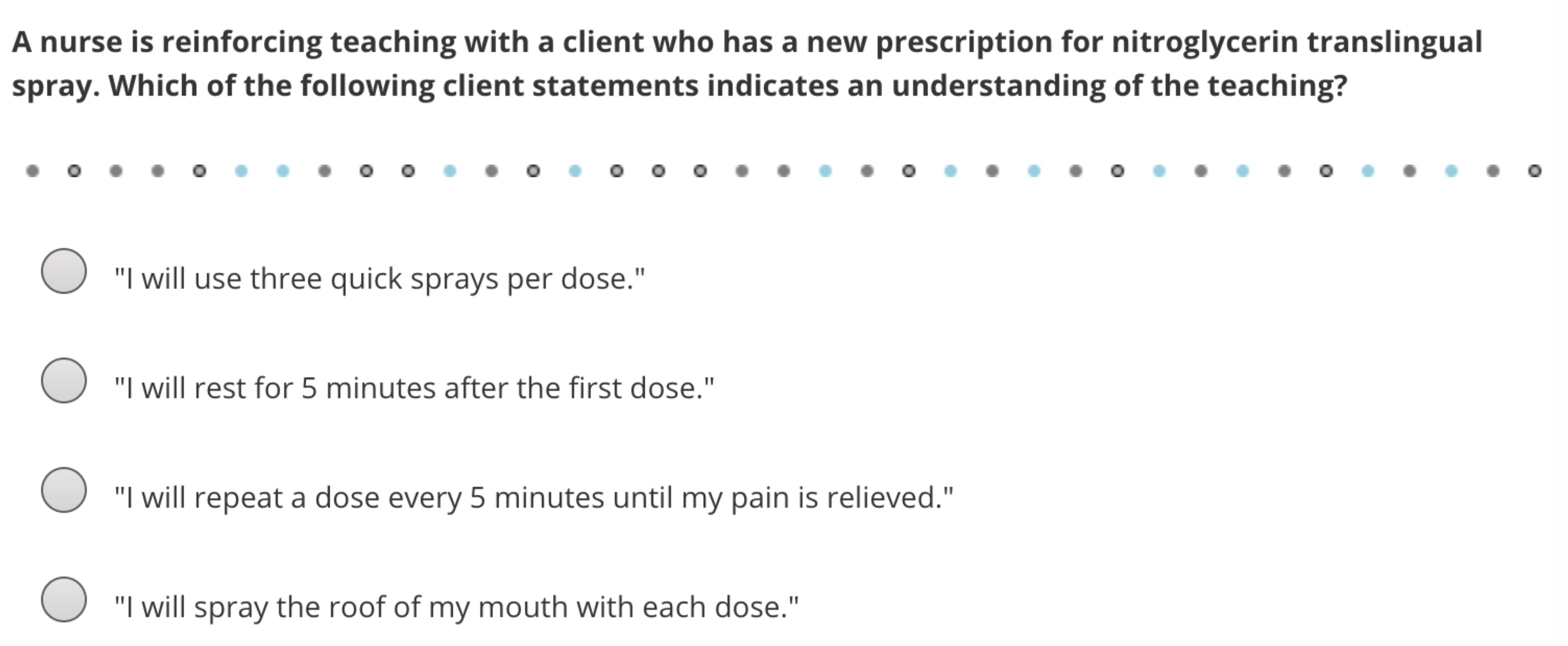 Solved A nurse is reinforcing teaching with a client who has | Chegg.com